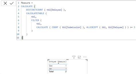 solved count distinct rows where distinct rows have at le