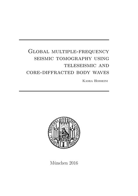 Pdf Global Multiple Frequency Seismic Tomography Using Teleseismic