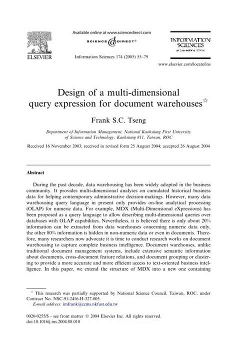 Pdf Design Of A Multi Dimensional Query Expression For Document