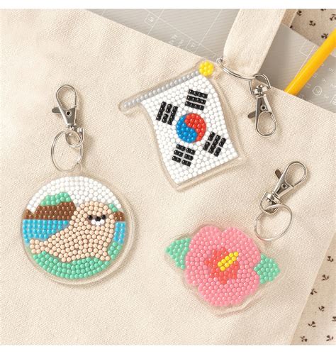 대한민국 보석 십자수 키링 만들기 재료 우리나라 열쇠 고리 세트 태극기 강치 무궁화 Diy 키트 단체 행사 티몬