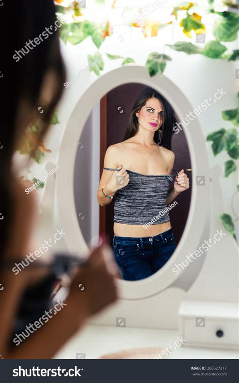 Cute Woman Undressing Front Mirror Stock Photo Shutterstock