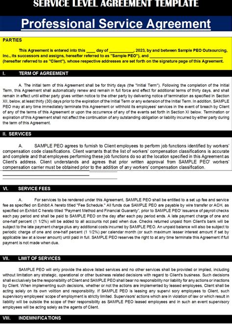Service Level Agreement Sla Template Artofit