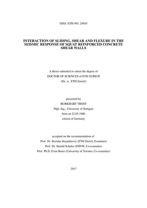 Pdf Interaction Of Sliding Shear And Flexure In The Seismic Response Of Squat Reinforced