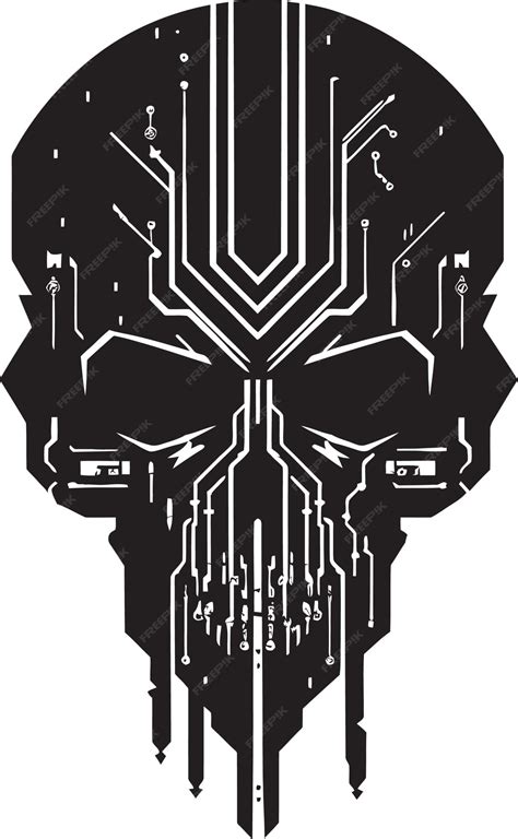 Premium Vector Synaptic Shadow Dark Cyber Skull Insignia Data Daemon Cyberpunk Logo Vector
