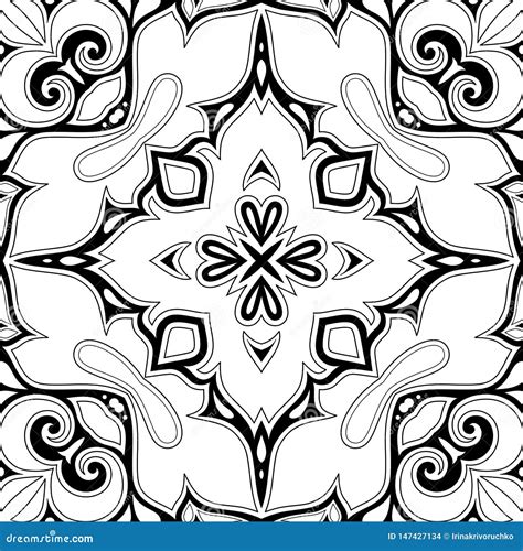 Monochrome Seamless Pattern With Mosaic Motif Stock Vector