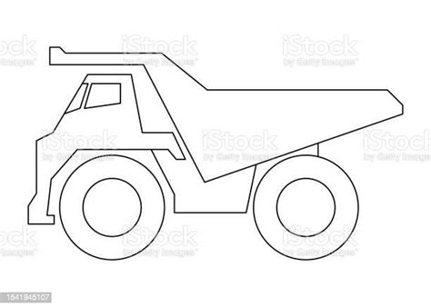 광산 덤퍼 굴착 캐리어 트럭 라인 아트 채색 대형 트럭 측면도 개요 화물차의 산업 도면 디젤 자동차 청사진 벡터 격리 그림 광업에 대한 스톡 벡터 아트 및 기타 이미지