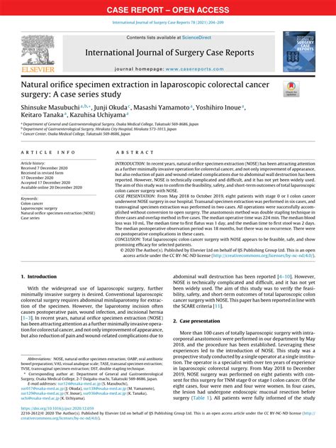 Pdf Natural Orifice Specimen Extraction In Laparoscopic Colorectal Cancer Surgery A Case