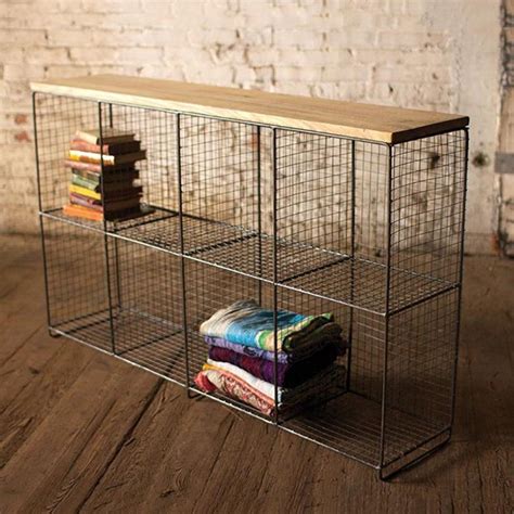 Industrial Cubby Console Table Antique Farmhouse