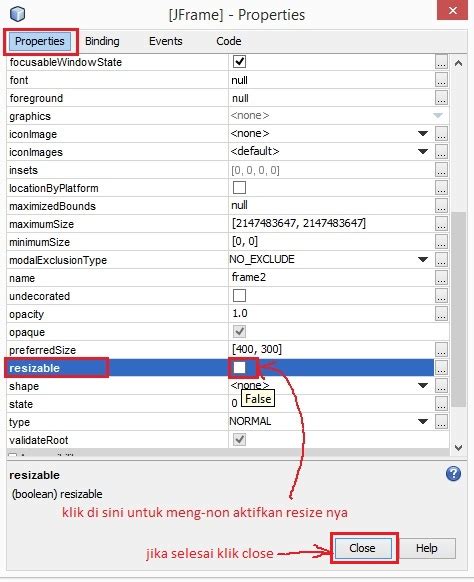 Java Netbeans Cara Agar Form Tidak Bisa Di Atur Ukurannya Di Java