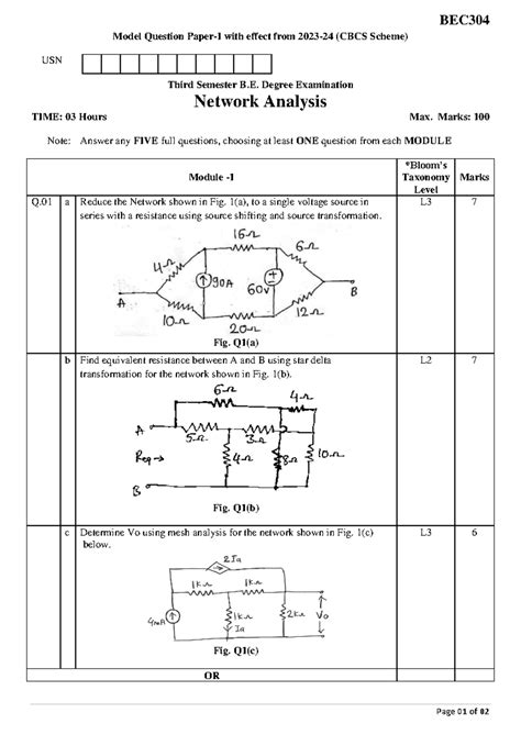 network analysis model qp with solution bec page 01 of 02 model question paper i with effect