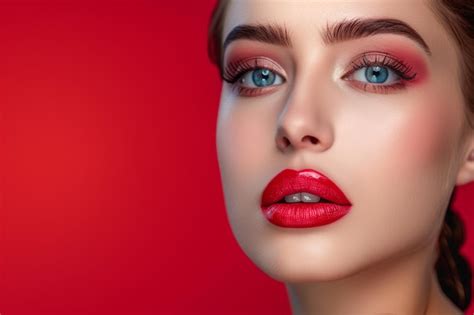 Premium Photo Stylish Woman With Red Lipstick And Braided Hair