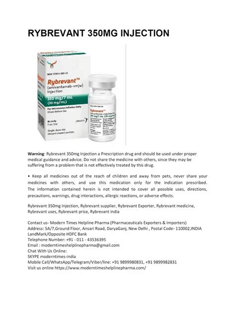 Rybrevant 350mg Injection At Best Price In New Delhi By Modern Times