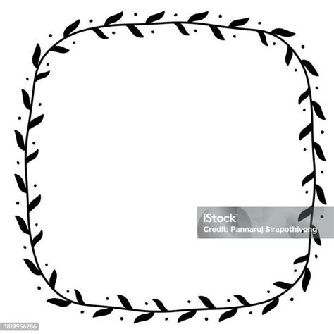 광장 쿠션 모양 프레임 꽃 프레임 화 환 벡터 테두리 꽃 무늬 사진 프레임 낭만적 인 장식 0명에 대한 스톡 벡터 아트 및 기타 이미지 0명 검은색 꽃무늬 Istock