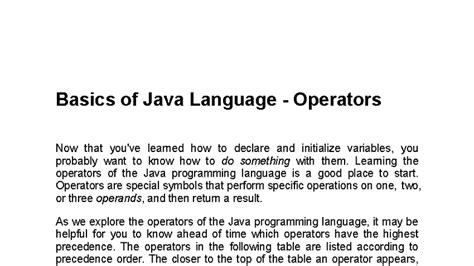 Java Cr C1 L1 Is02 Understanding Java Language Operators Studocu
