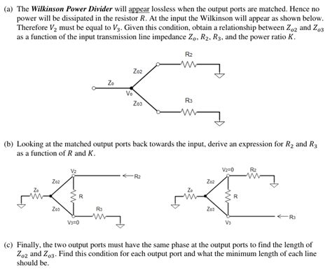 Solved Wilkinson Power Divider Analysis And Design Equation Chegg Com