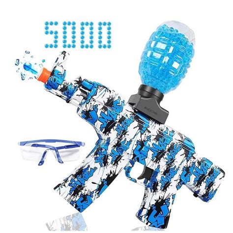 Автомат АКМ47 аккумуляторный стреляет шариками Орбиз 5000 пульок Синий игрушки с доставкой