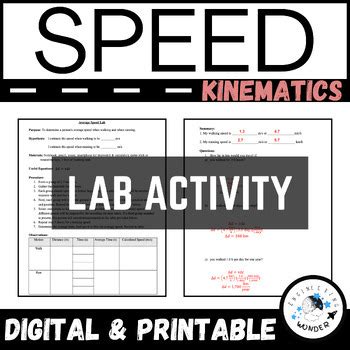 Kinematics Speed Lab Activity By Engineering Wonder TPT