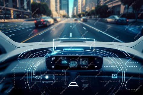 Premium Ai Image Modern Smart Car Technology Intelligent System Using Heads Up Display Hud