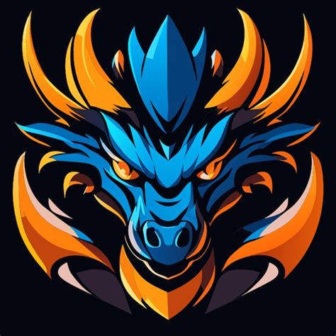 전체 몸 마스코트 스타일 드래곤 캐릭터 앞면 어두운 배경 터 일러스트레이션 프리미엄 Ai 생성 벡터