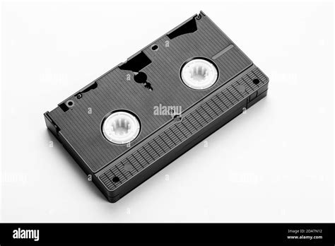 Old Black Vintage Videotape Vhs Back Side Top View Isolated On White