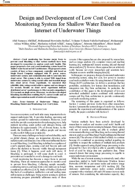 Pdf Design And Development Of Low Cost Coral Monitoring System For