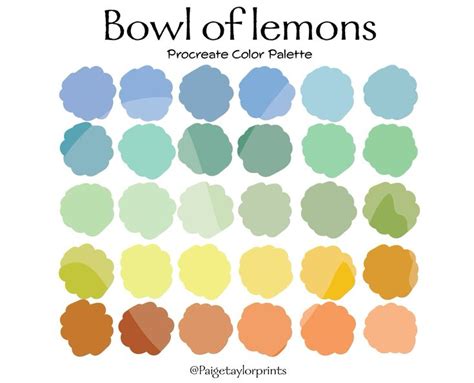 Lemon Bowl Procreate Color Palette Colorful Palette Color Palette Ipad Pro Procreate Hex