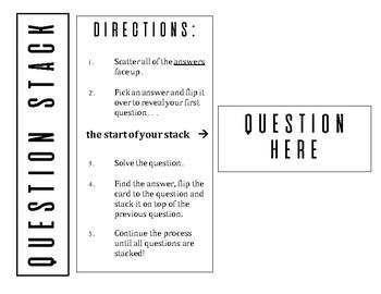 Question Stack Mat By Damman S Algebra And More TPT