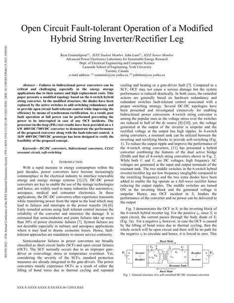 Pdf Open Circuit Fault Tolerant Operation Of A Modified Hybrid String Inverter Rectifier Leg