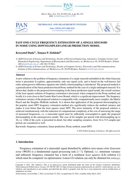Pdf Fast One Cycle Frequency Estimation Of A Single Sinusoid In Noise Using Downsampled Linear