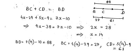 Solved If Bd7x 10 Bc4x 29 And Cd5x 9 Find Each Value Course