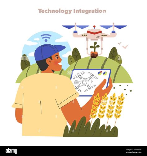 Smart Farming Concept Farmer Uses Technology And A Drone For Agriculture Efficiency Innovative