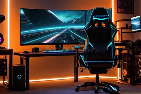A Multi Monitor Gaming Setup With A High Performance Gaming Computer With Rgb Lighting A Gamer