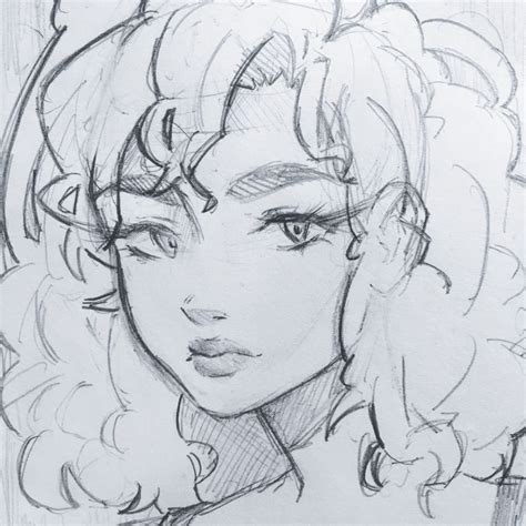 Curly Haired Girl Cute Drawings Girl Hair Drawing Art Inspiration