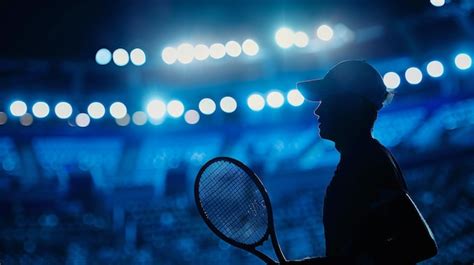 Premium Photo Silhouetted Tennis Player In Olympic Stadium Preparing