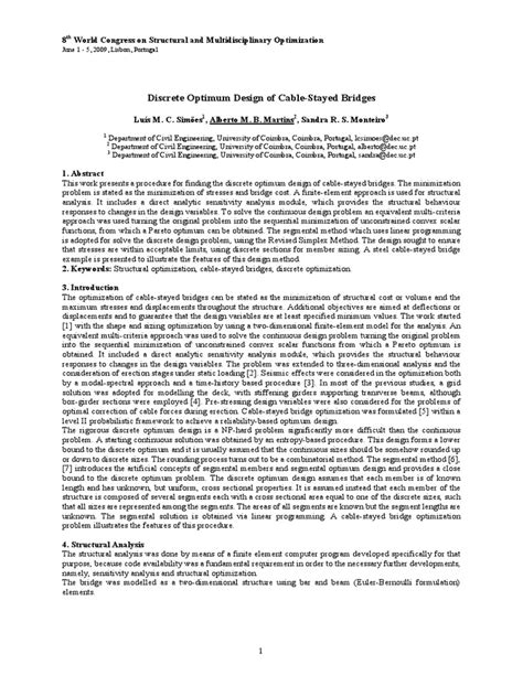 Discrete Optimum Design Of Cable Stayed Bridges Pdf Mathematical