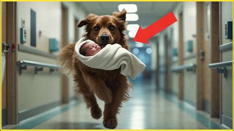 개는 아기를 들고 병원에 도착 Youtube