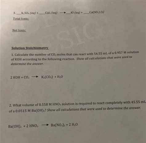 Solved Double Displacement Aqueous Reactions Solubility