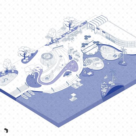 Axonometric Cad Seaside Toffu Co Axonometric Drawing Water Architecture Cad Drawing
