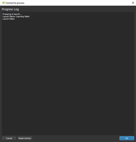 Nsight Fails To Launch Application With Injecting Failed Error Nsight