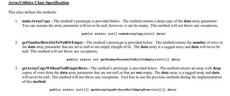 Solved ArrayUtilities Class Specification This Class Defines Chegg