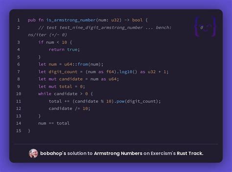Bobahop S Solution For Armstrong Numbers In Rust On Exercism