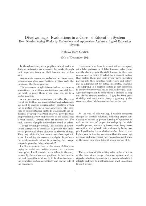 Pdf Disadvantaged Evaluations In A Corrupt Education System How Disadvantaging Works By