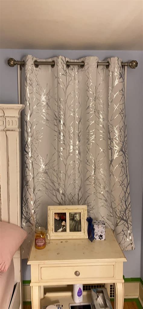 Mo Finance FMFUNCTEX Gold Blackout Curtains Blue Inches Foil Tree Print Tree Curtains