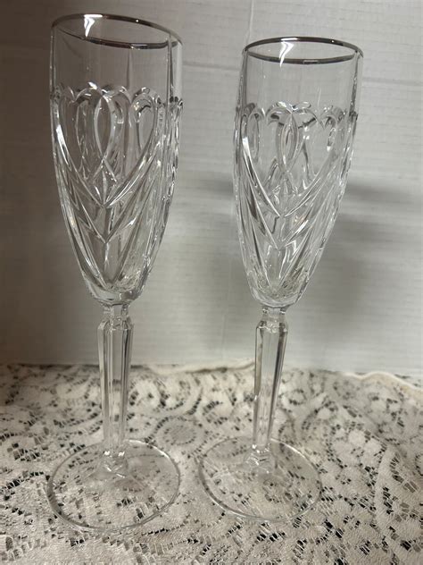 Champagne Flutes Romance Collection Hearts Marquis Waterford Crystal