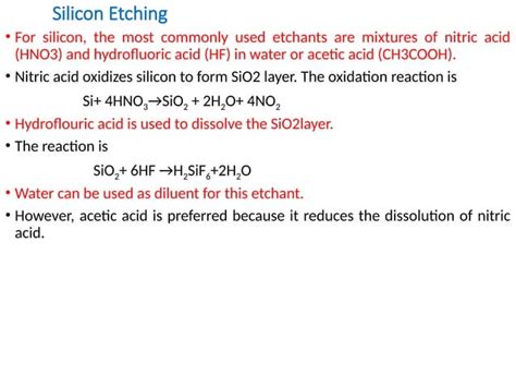 Etching In Vlsi Fabrication Techniques Of Modern Ppt Chemistry Science