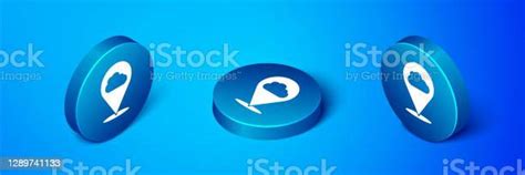 파란색 배경에 격리된 등소 위치 클라우드 아이콘입니다 파란색 원 버튼입니다 벡터 3차원 형태에 대한 스톡 벡터 아트 및 기타 이미지 3차원 형태 개념 계절 Istock
