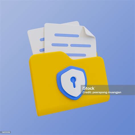 3d Minimal Data Security Concept File Protection System Folder
