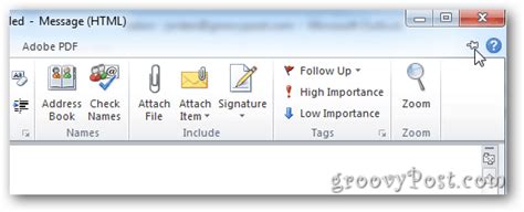 Outlook 2010 How To Hide The Ribbon