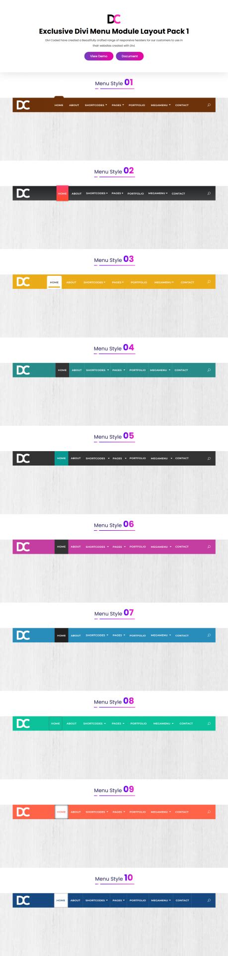 Divi Menu Module Designs Layout Pack 1