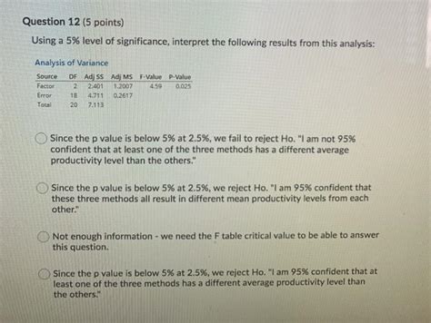 Solved Question 12 5 Points Using A 5 Level Of